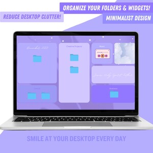 Purple Desktop Wallpaper Organizer, EDITABLE in Canva / Computer ...
