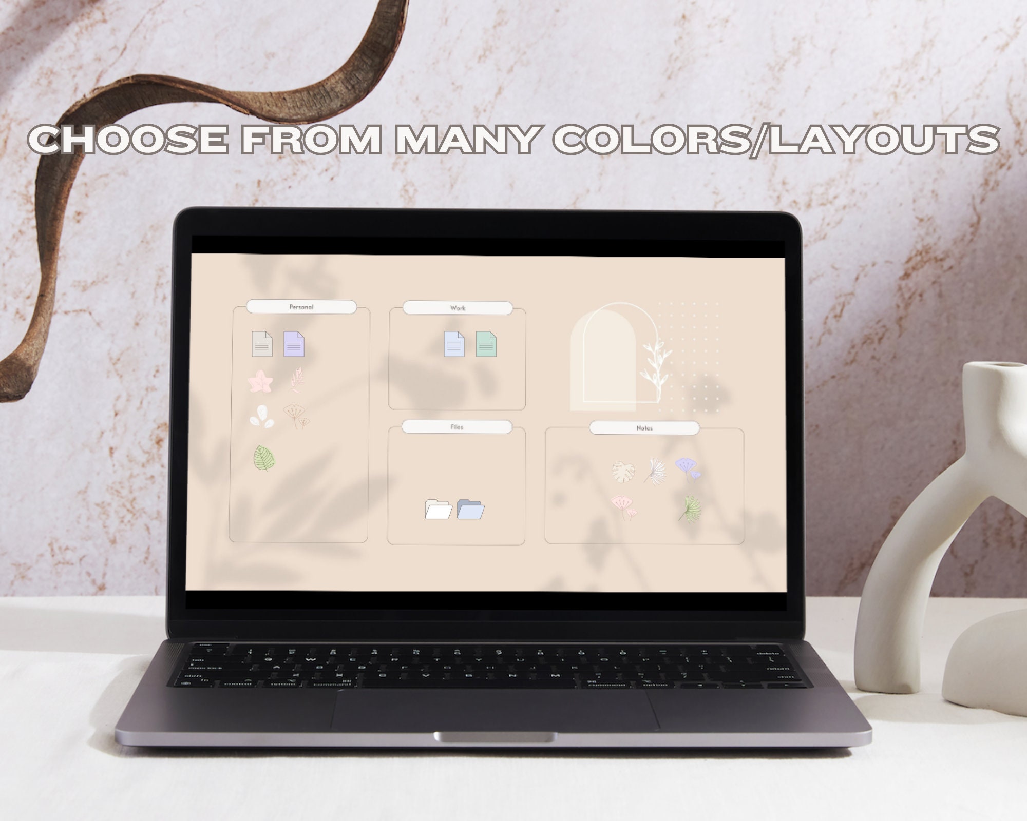 Pastel Rainbow Desktop Wallpaper and Folder Icon Bundle 4K Desktop 3K ...