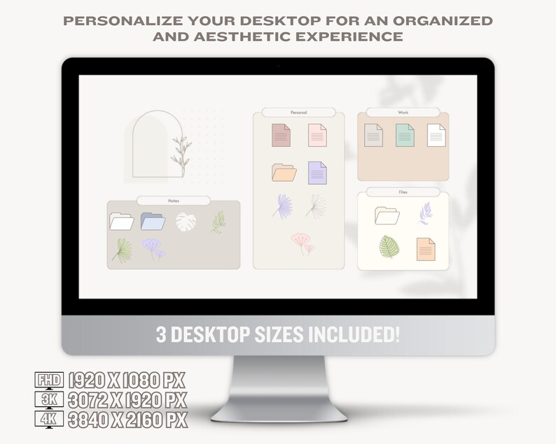 Pastel Mac Folder Icons & Wallpaper Bundle - Minimalist, Kawaii, 4K, 3K ...