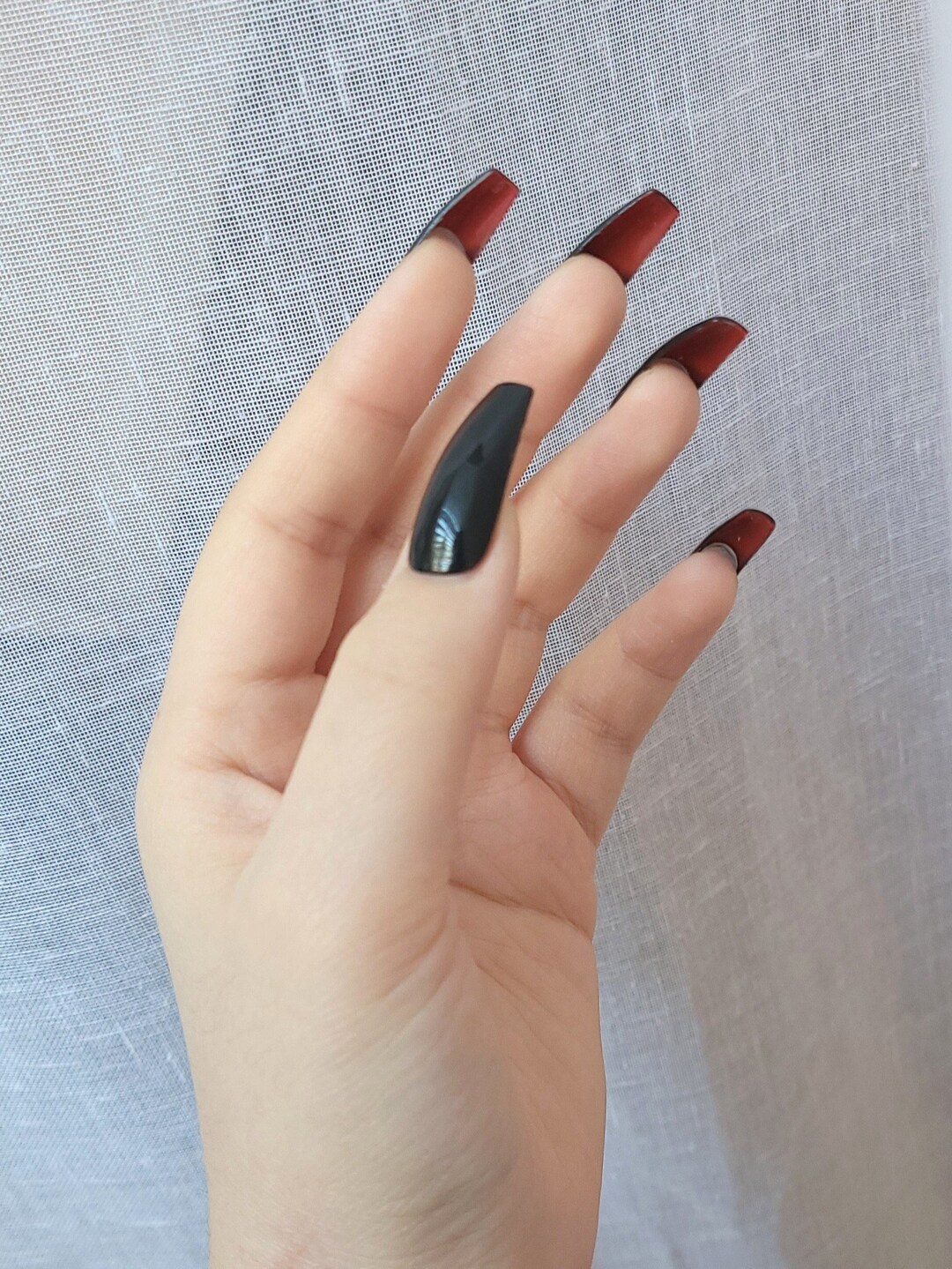 Black Red Bottom Presson Nails Full Set, Press on Nails - Etsy