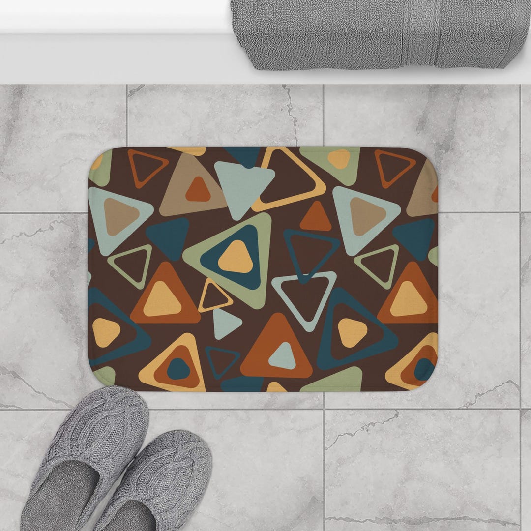 Retro Bath Mat: Mid Century Modern Colorful Triangles - Etsy