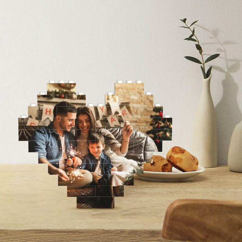 Heart Shape Custom Photo Building Block, Personalized Brick Puzzle ...