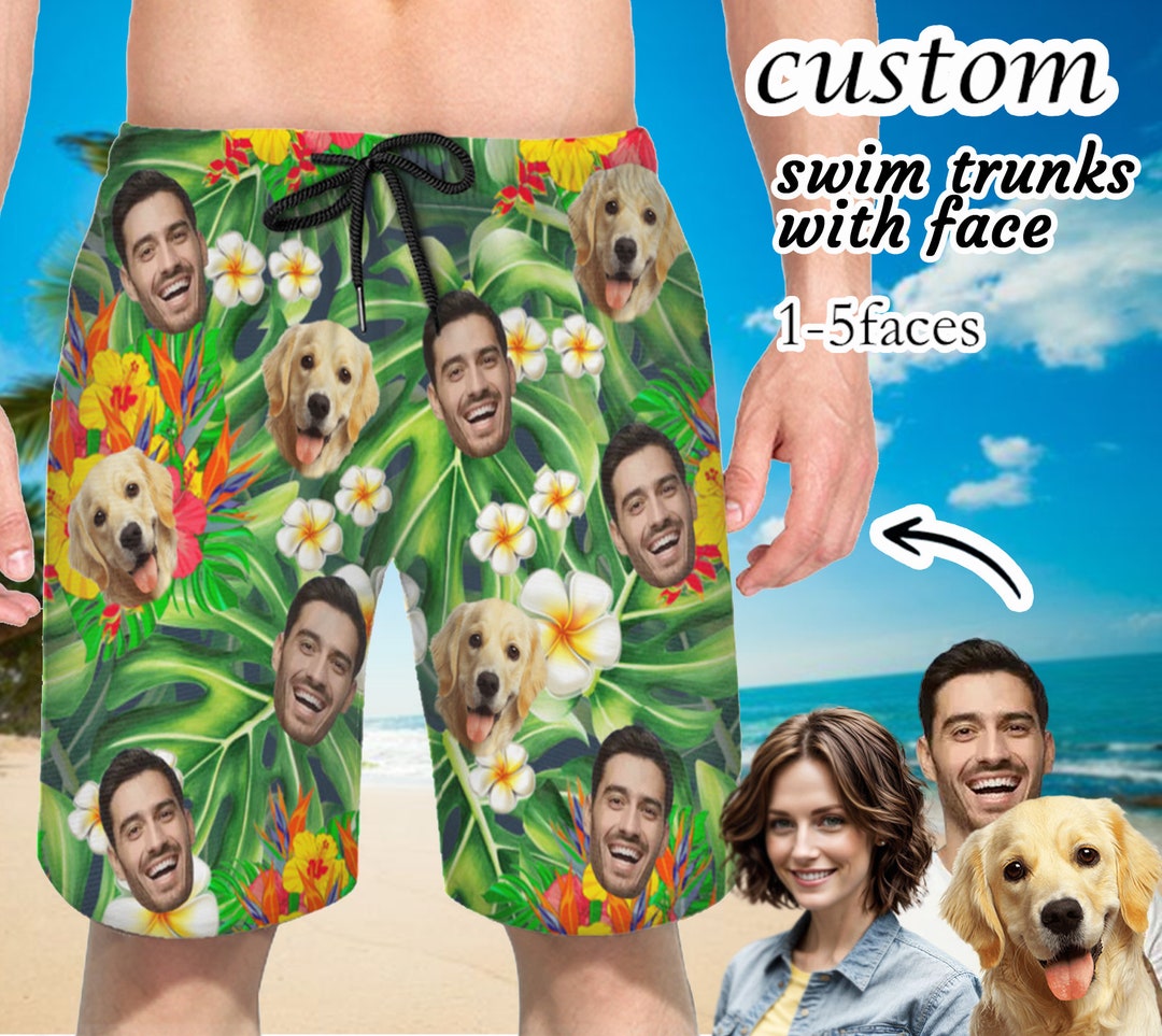Custom Face Swim Trunk, Custom Men Bathing Suit, Funny Swim Trunks ...