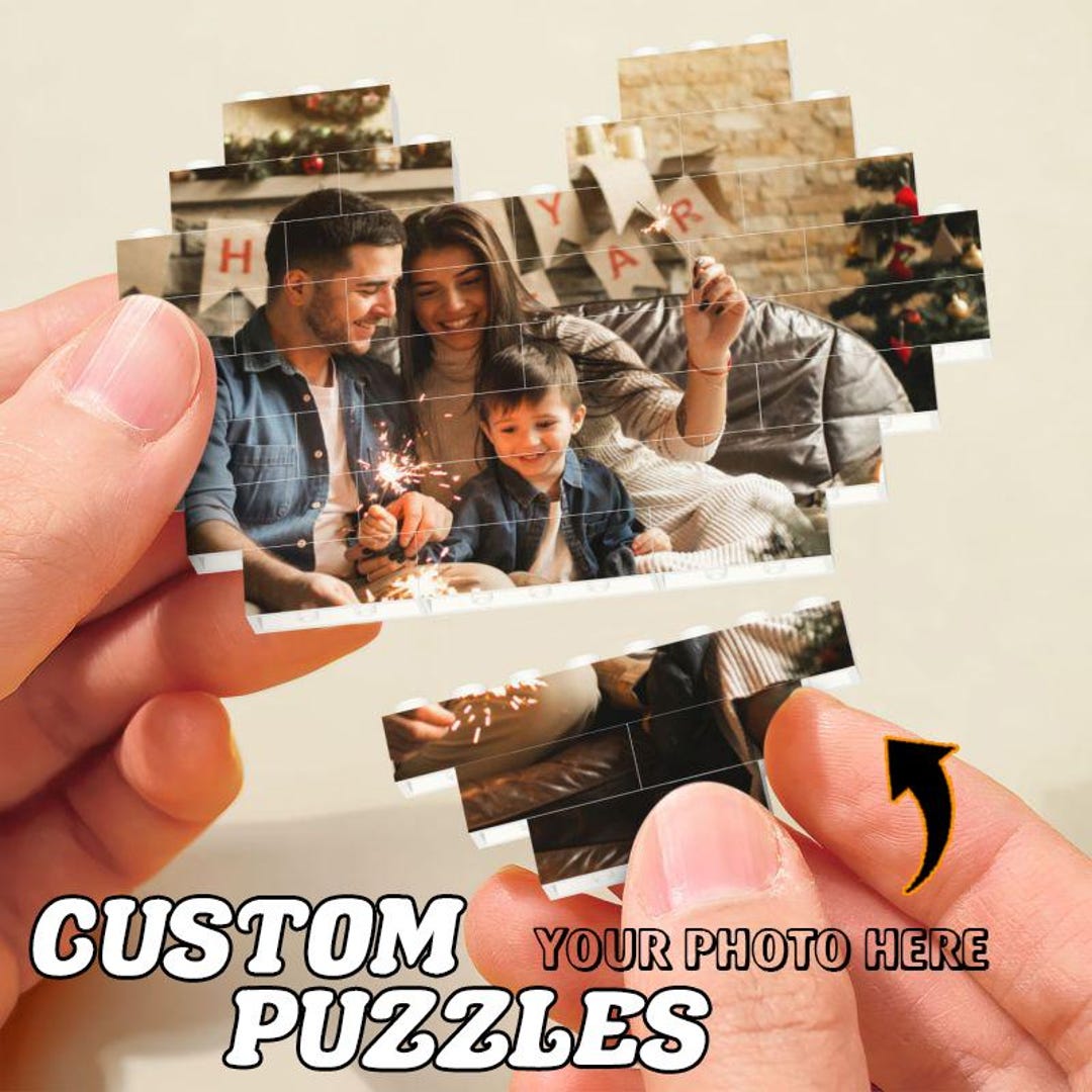 Heart Shape Custom Photo Building Block, Personalized Brick Puzzle ...