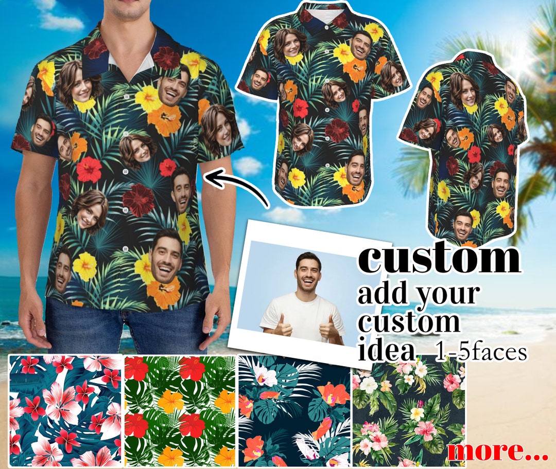 Custom Men Hawaiian Shirt With Face Personalized Tropical Floral