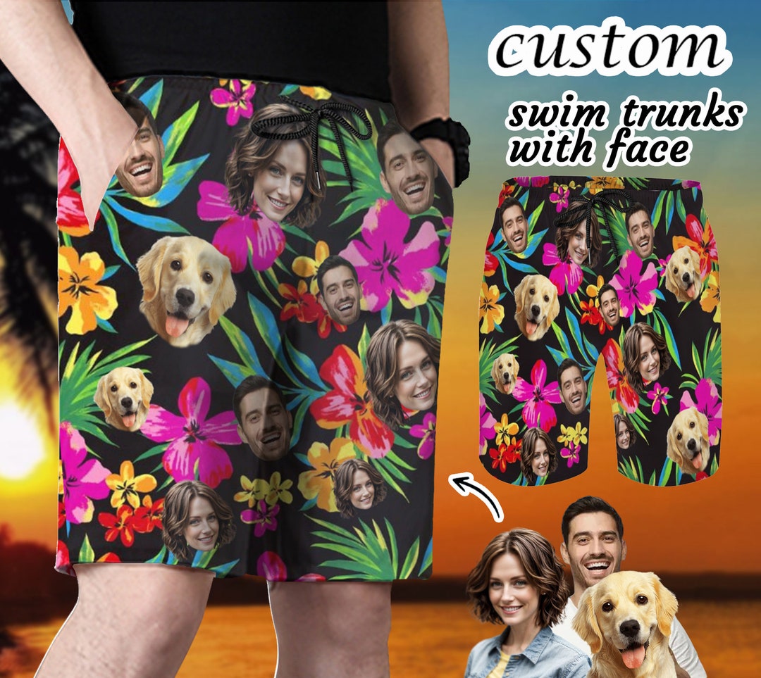 Custom Face Swim Trunk, Custom Men Bathing Suit, Funny Swim Trunks ...