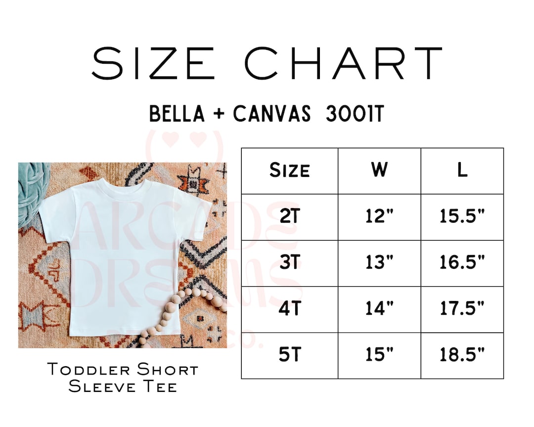 Bella and Canvas3001t SIZE CHART Toddler Size Chart Bella Canvas 3001T Tshirt Toddler Download ...