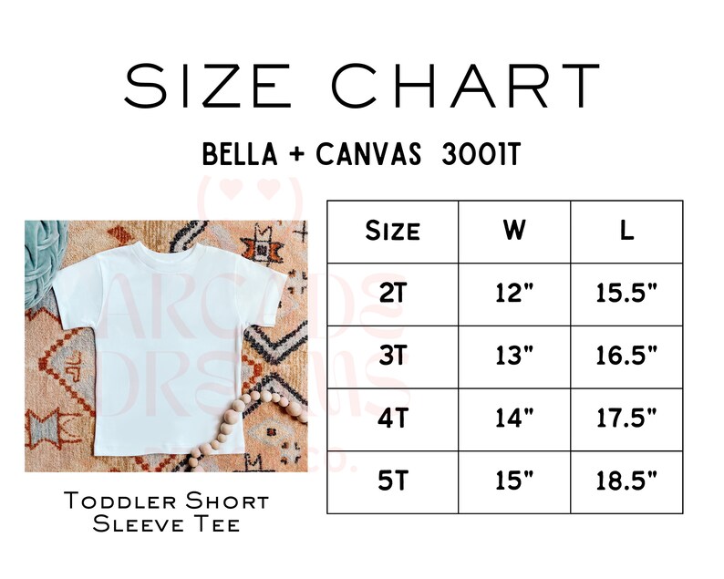 Bella and Canvas3001t SIZE CHART Toddler Size Chart Bella Canvas 3001T ...