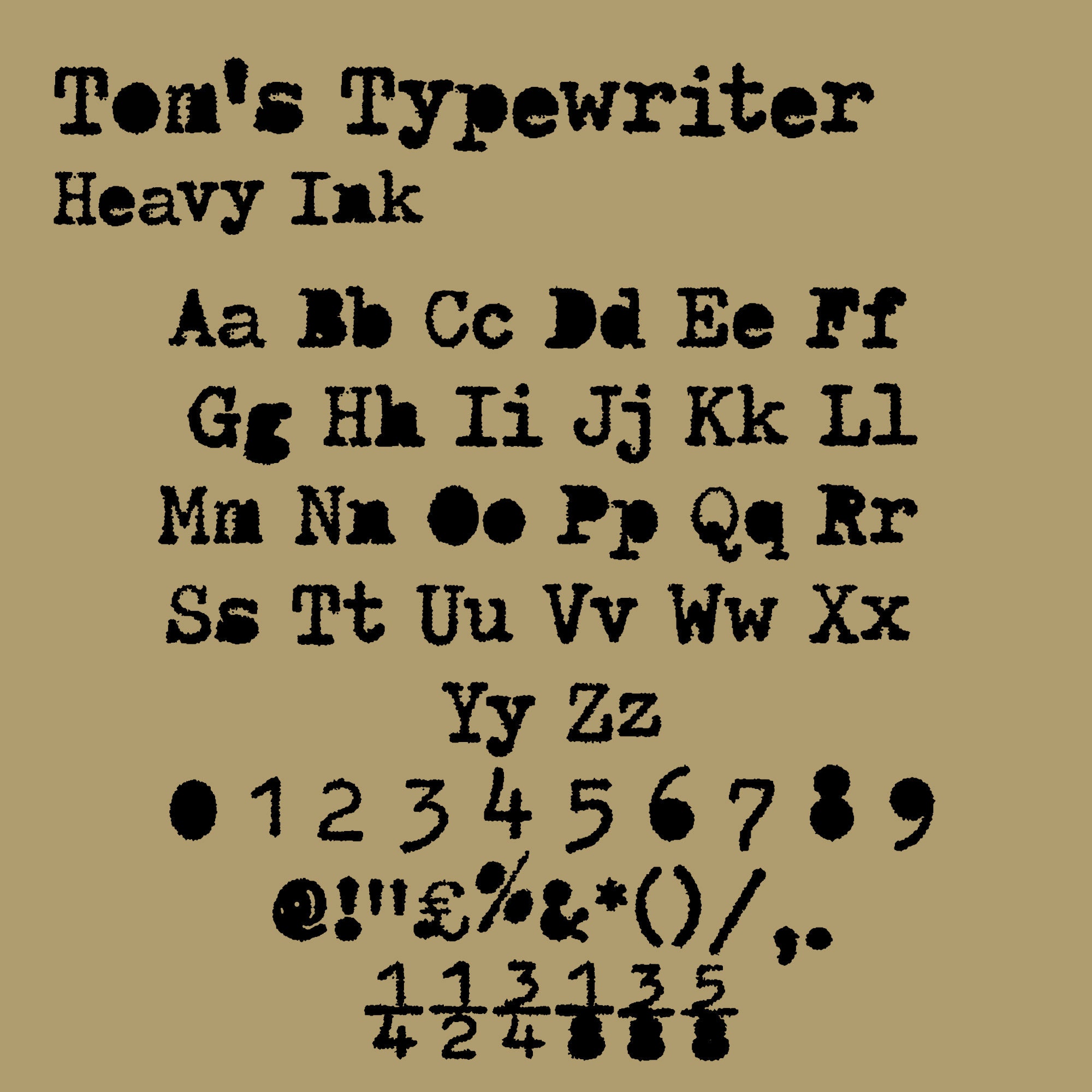Tom's Typewriter Font OTF Vintage Typewriter Style Font Regular & Heavy Ink Styles - Etsy