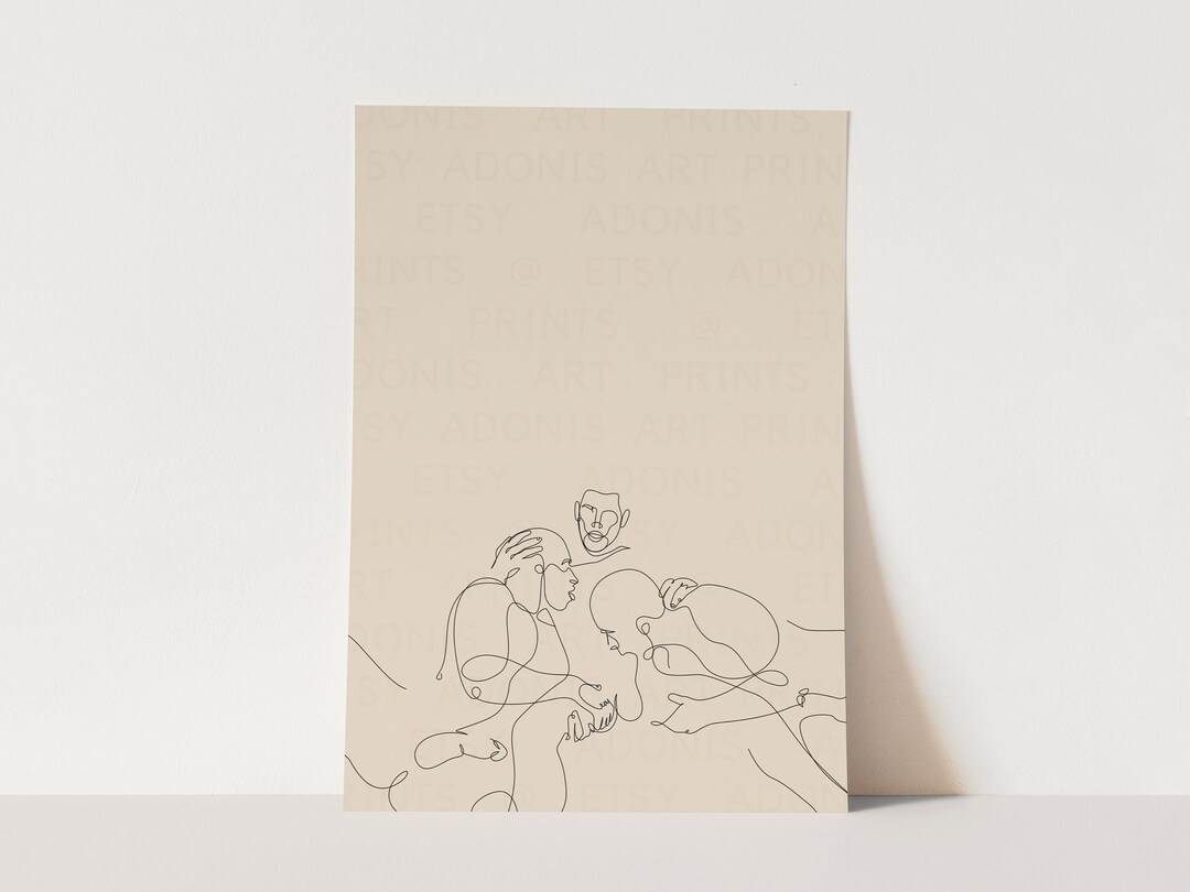 Three Men Gay Wall Art, Gay Art Print, Male Figure Sketch, One Line ...