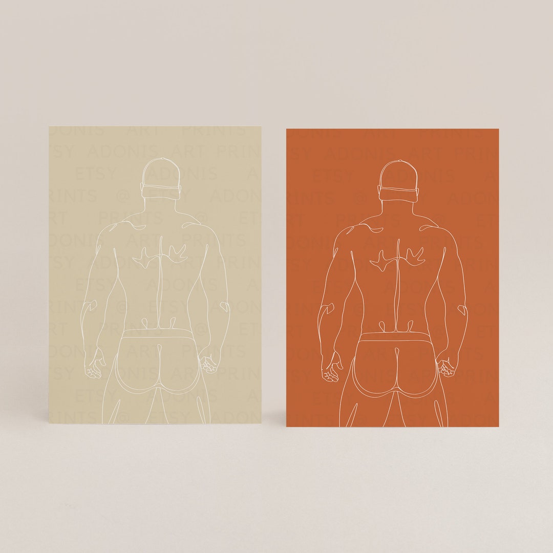 Abstract Male Jockstrap Cap Art Print Set of 2 Wall Art - Etsy