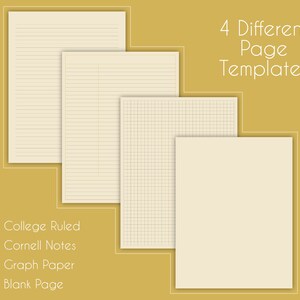 1 Subject Digital Notebook, Table of Contents, Yellow College Ruled ...