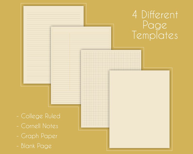 1 Subject Digital Notebook, Table of Contents, Yellow College Ruled ...