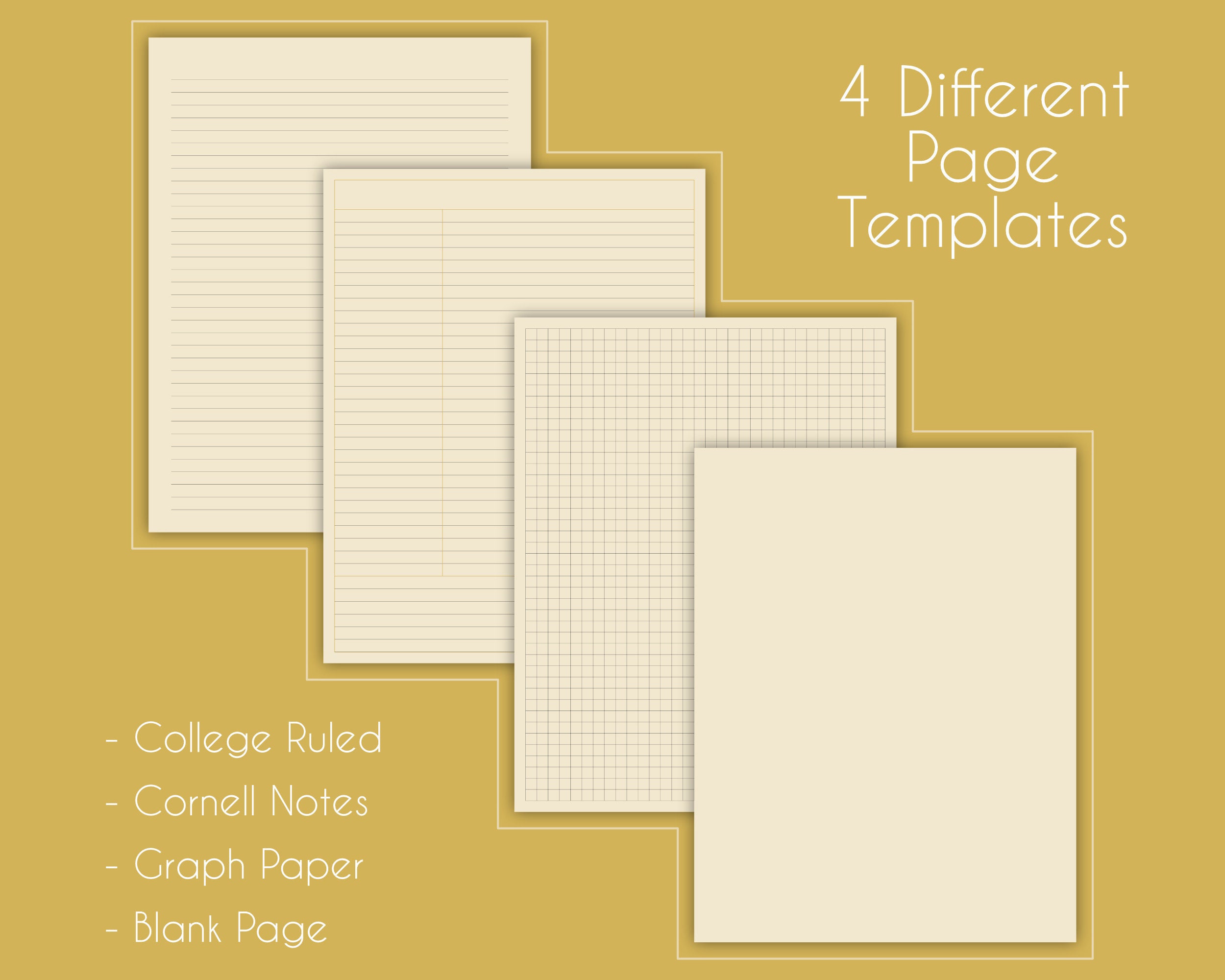 1 Subject Digital Notebook, Table of Contents, Yellow College Ruled ...
