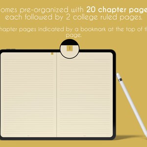 1 Subject Digital Notebook, Table of Contents, Yellow College Ruled ...