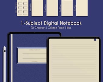 1 Subject Digital Notebook Table of Contents Red College - Etsy
