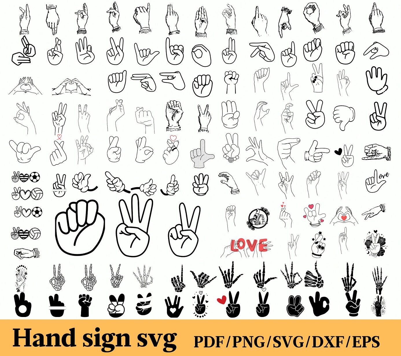 130 Hand Sign Emoji SVG PNG Bundle Icons Social Media - Etsy Canada