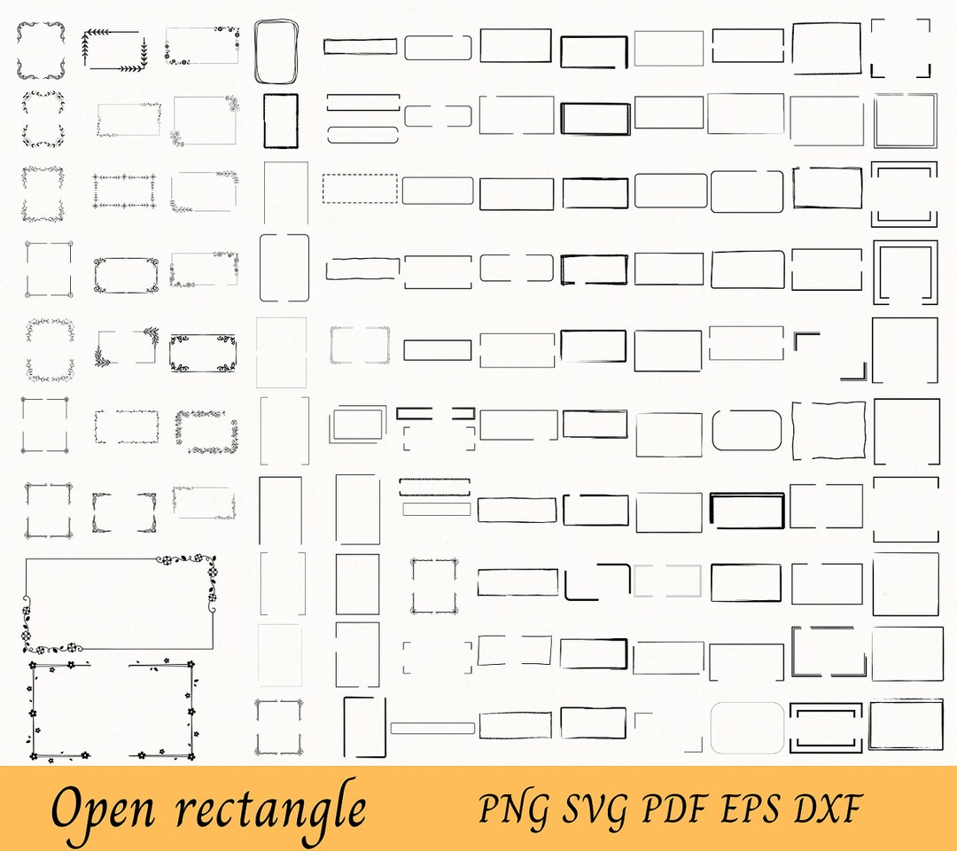 Open Rectangle Svg Split Rectangle Svg Rectangle Outline Etsy