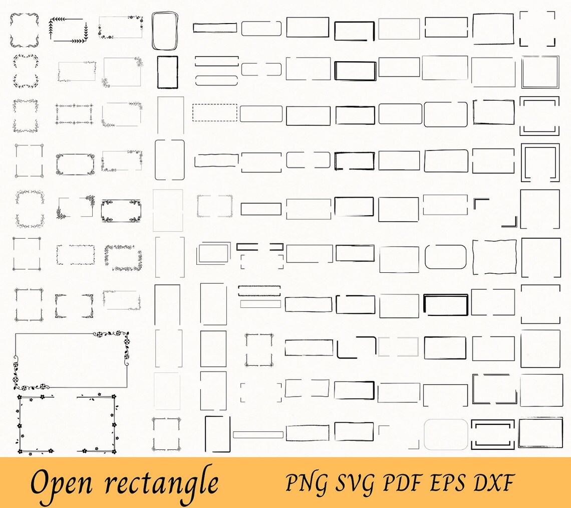 Open RECTANGLE SVG Split RECTANGLE Svg Rectangle Outline - Etsy