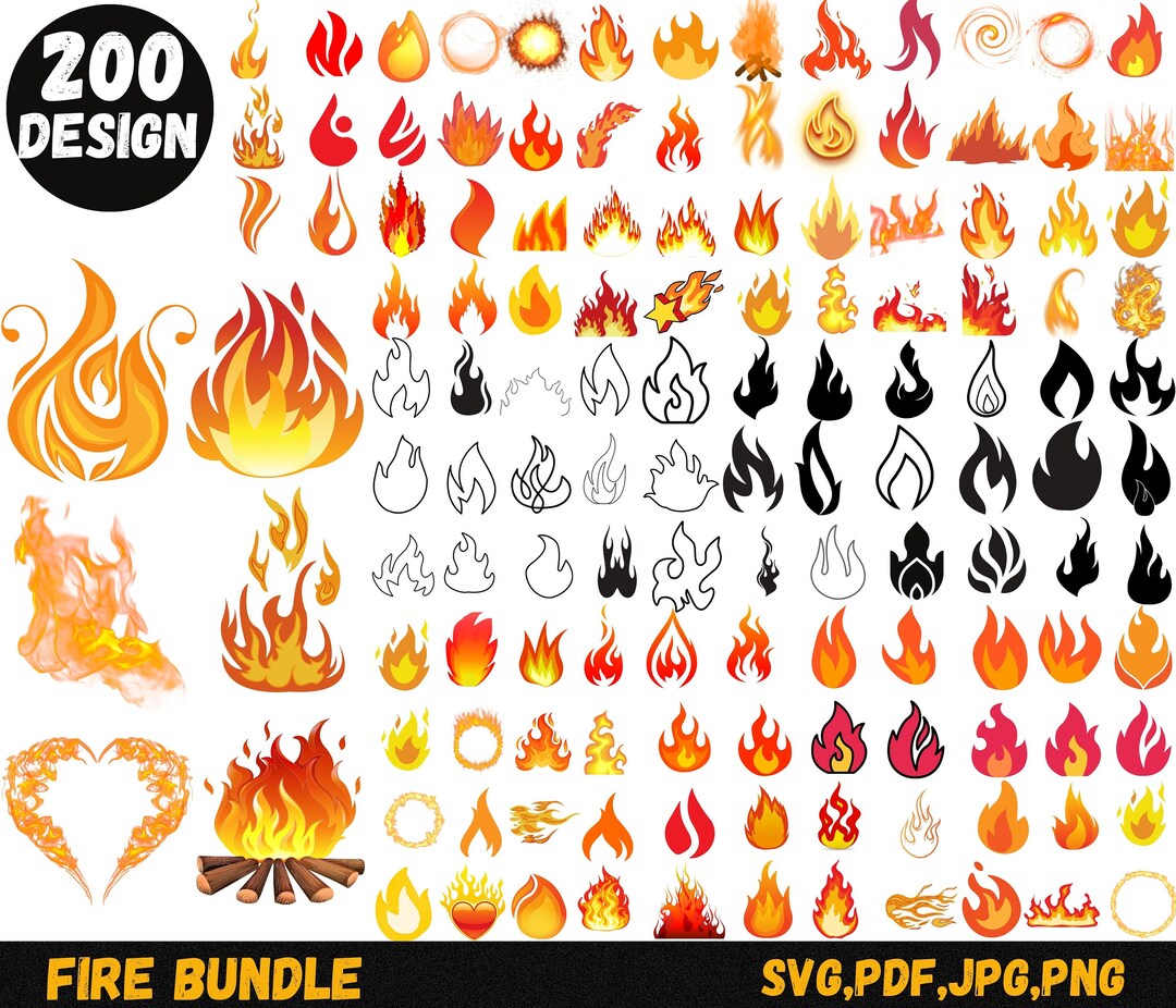 Fire SVG Bundle Fire Clipart Fire Svg Files Fire Flames - Etsy Denmark