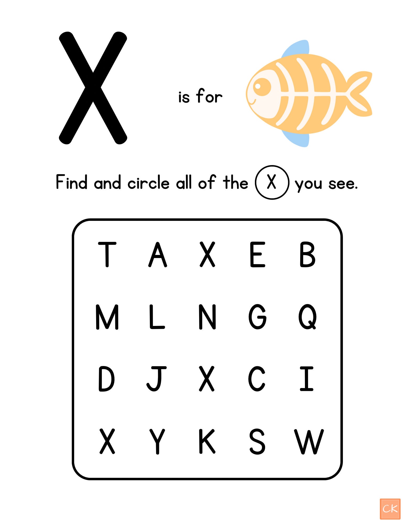 Letter X Activity Printable Preschool Printable Kindergarten Printable ...