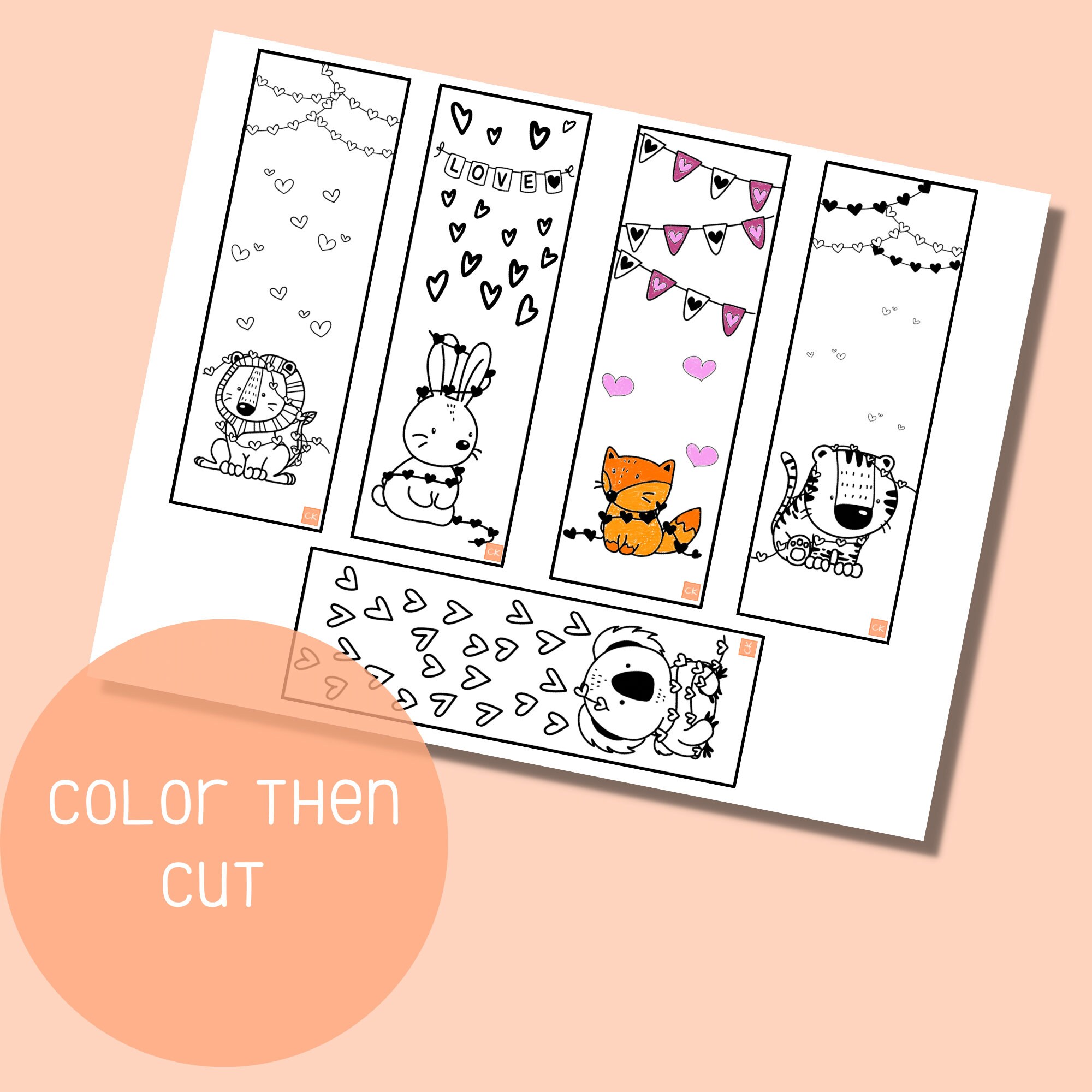 Valentines Day Coloring Bookmarks Printable Valentine's Day Coloring ...