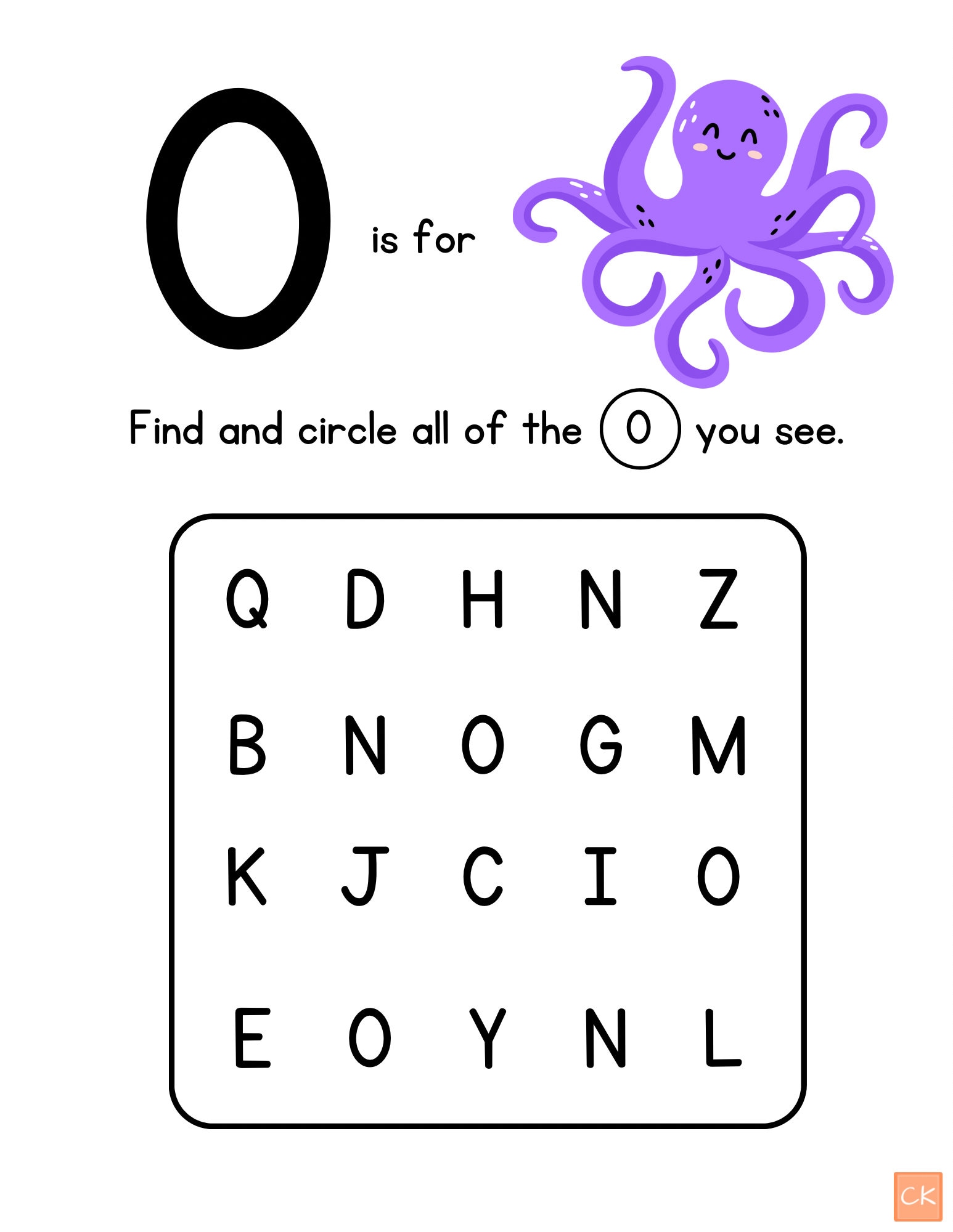 Letter O Activity Printable Preschool Printable Kindergarten Printable ...