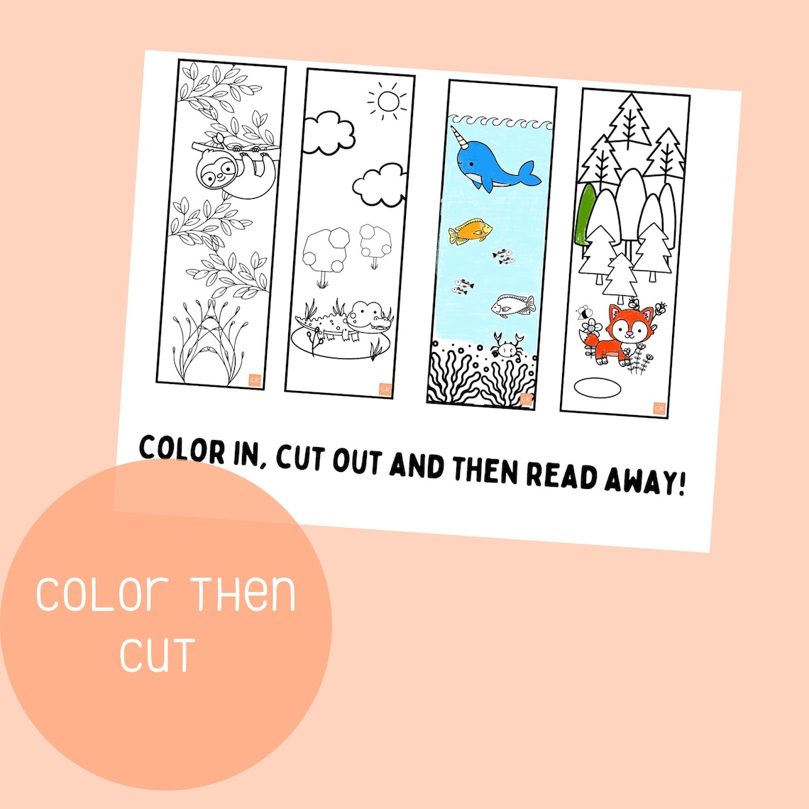 Animal Coloring Bookmarks: Printable Kids Activity (PDF) - Etsy