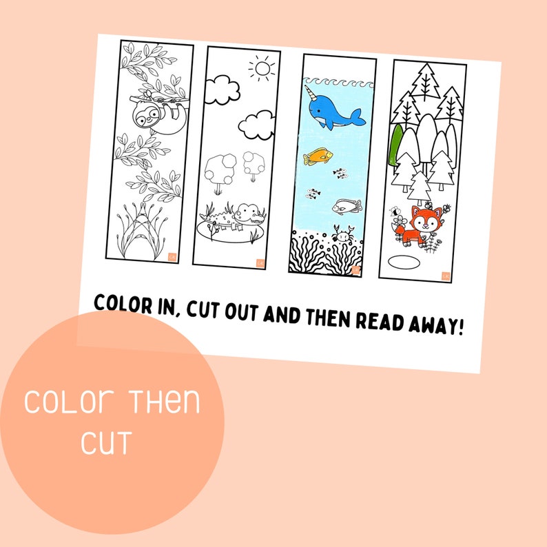 Animal Coloring Bookmarks: Printable Kids Activity (PDF) - Etsy