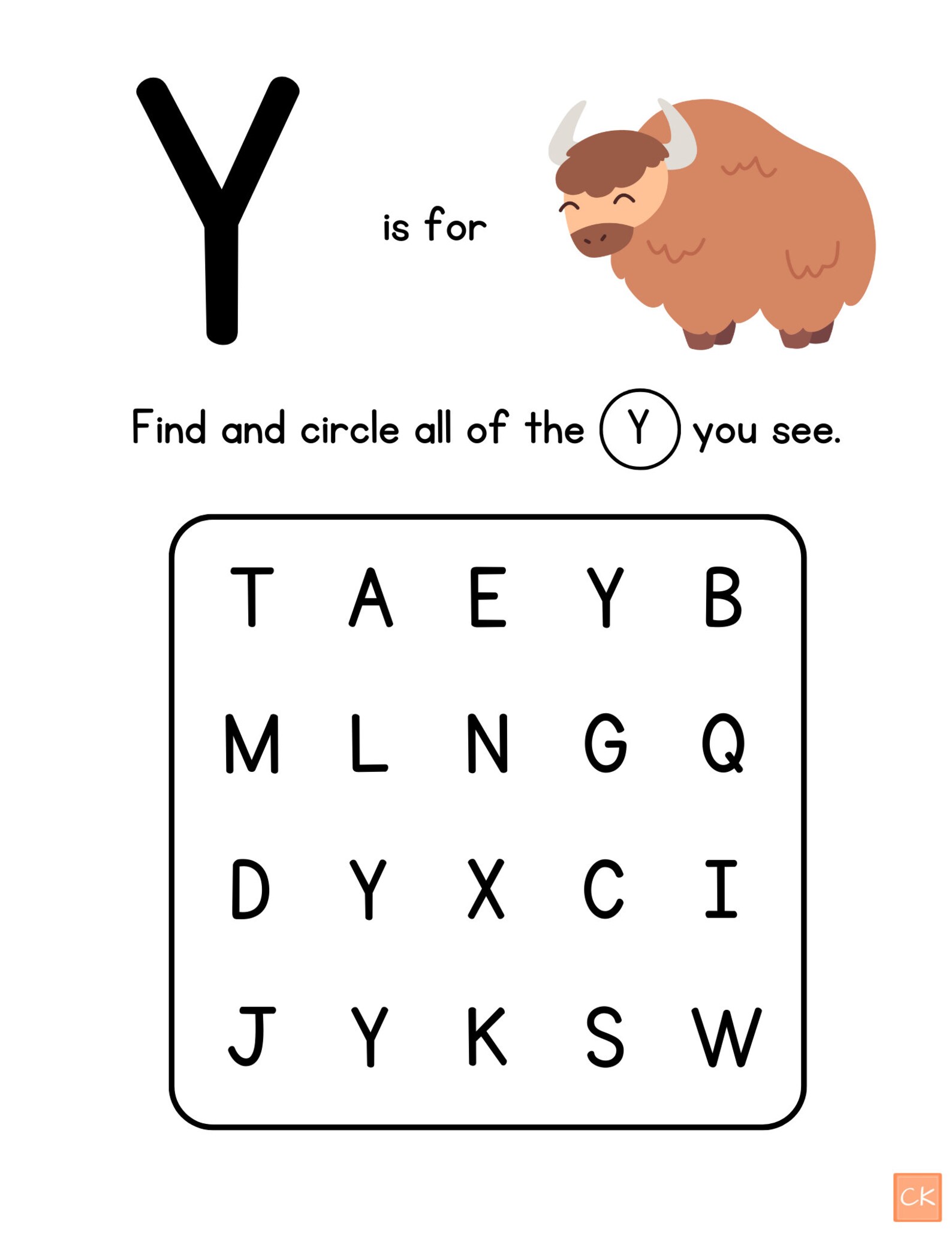 Letter Y Activity Printable - Preschool Printable - Kindergarten ...