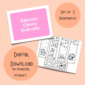 Valentines Day Coloring Bookmarks Printable Valentine's Day Coloring ...