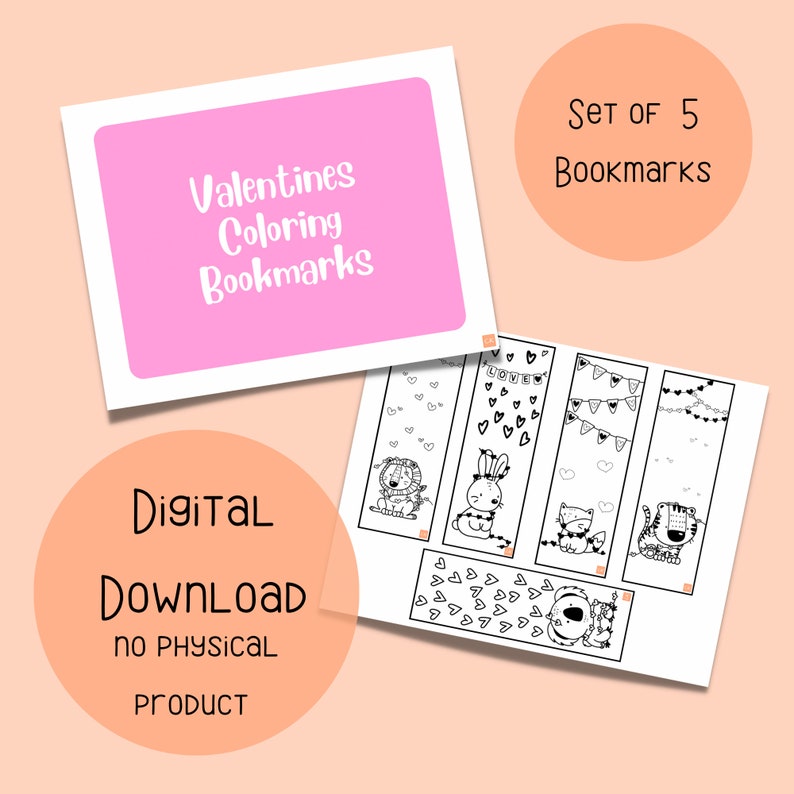 Valentines Day Coloring Bookmarks Printable Valentine's Day Coloring ...