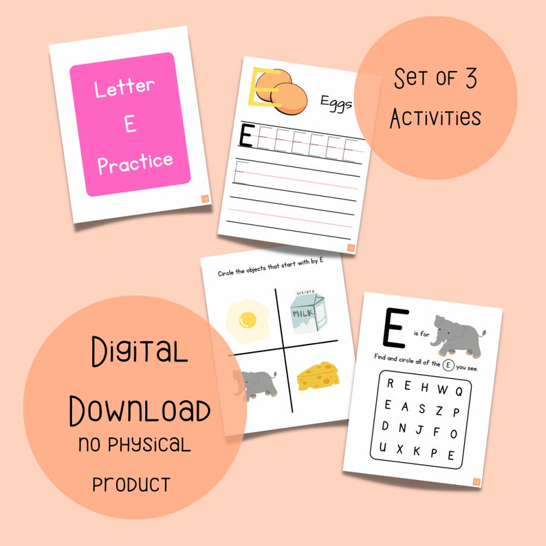 Letter E Activity Printable - Preschool Printable - Kindergarten ...