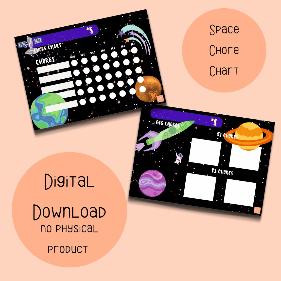 Outer Space Chore Chart - Printable Kids Chore Chart - Customizable ...
