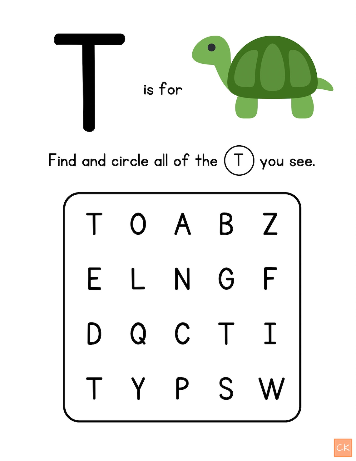 Letter T Activity Printable Preschool Printable Kindergarten Printable ...