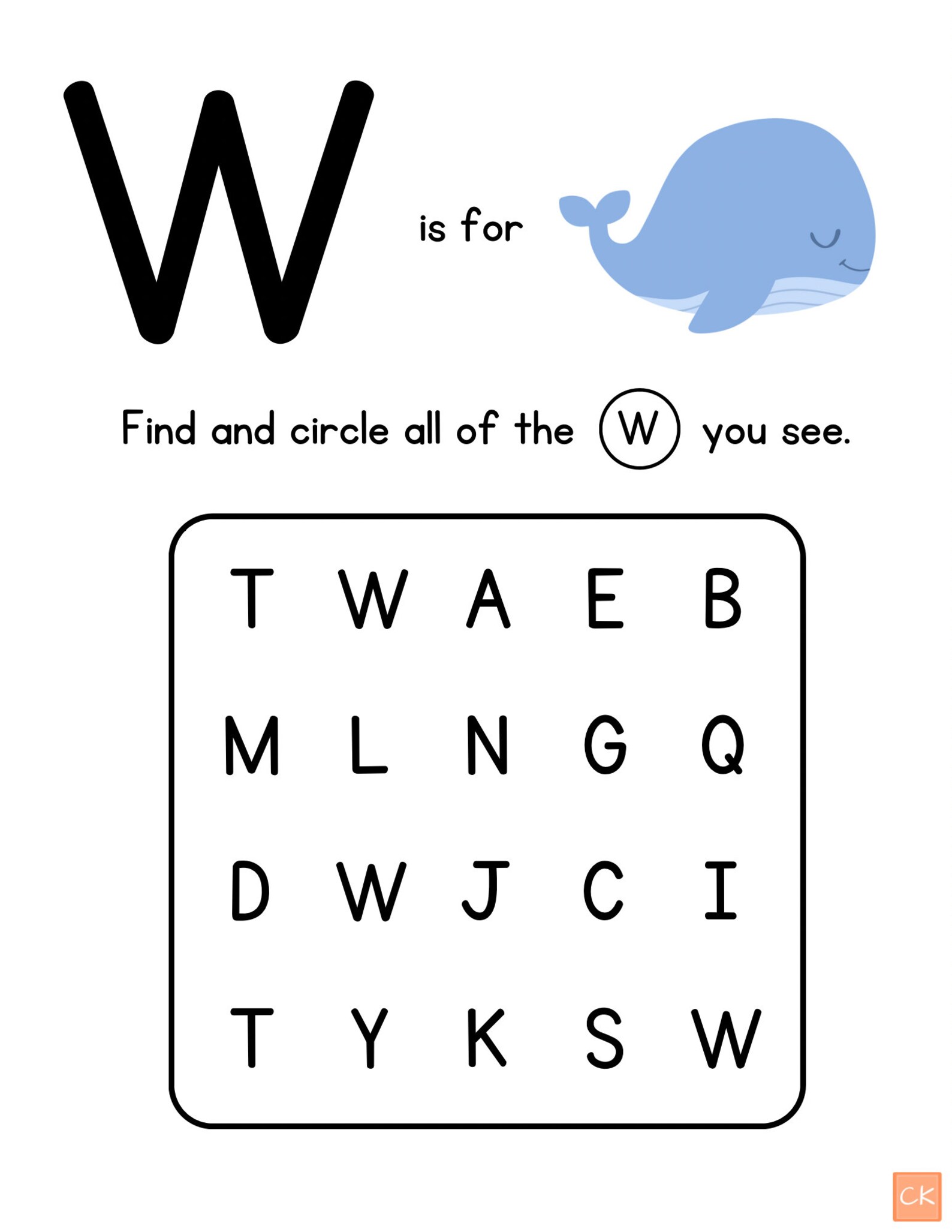 Letter W Activity Printable - Preschool Printable - Kindergarten ...