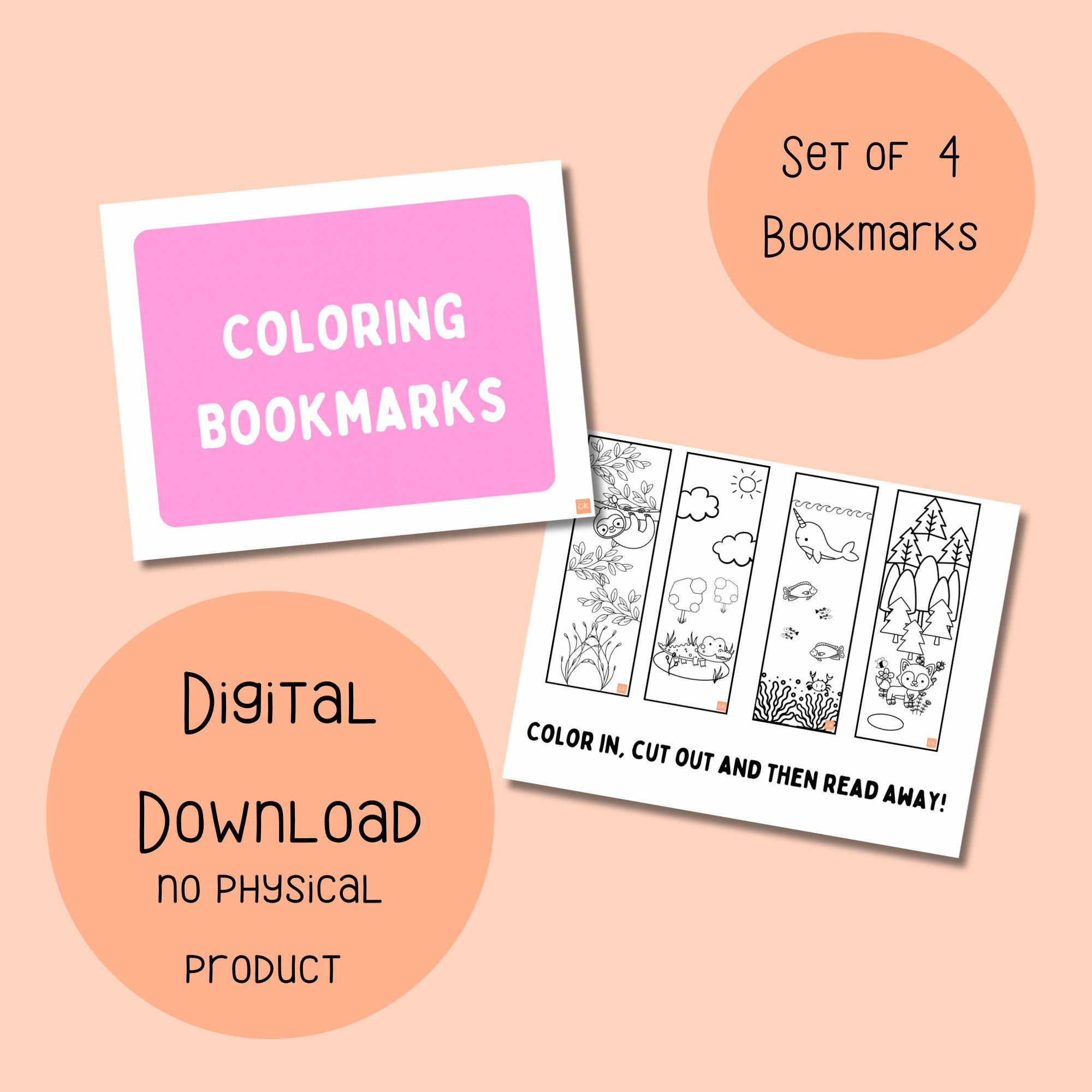 Animal Coloring Bookmarks: Printable Kids Activity (PDF) - Etsy