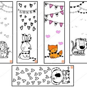 Valentines Day Coloring Bookmarks Printable Valentine's Day Coloring ...