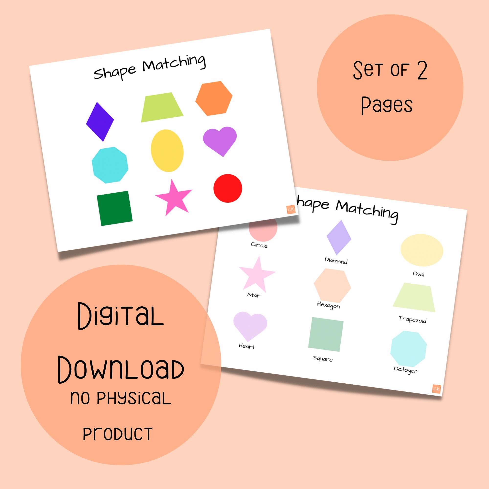 Shapes Worksheet Printable - Preschool/ Kindergarten Poster - Preschool ...