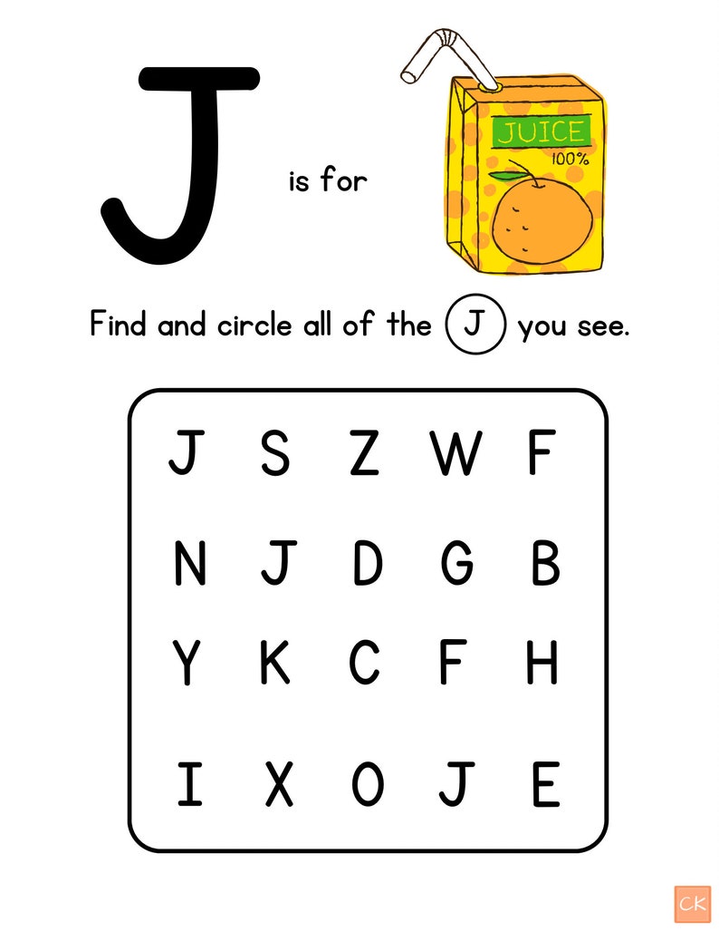 Letter J Activity Printable Preschool Printable Kindergarten Printable ...