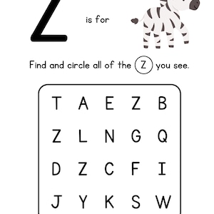 Letter Z Activity Printable - Preschool Printable - Kindergarten ...