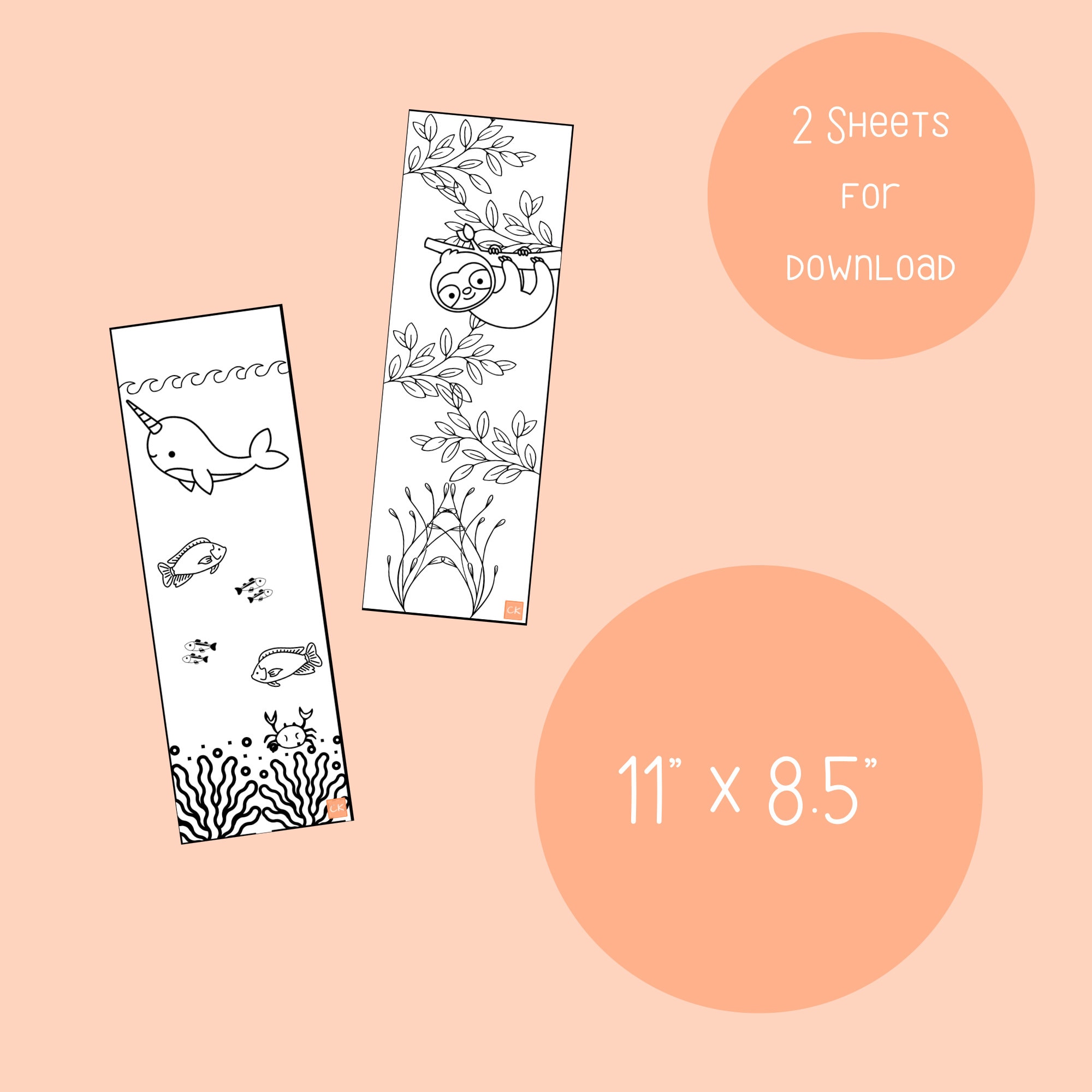 Animal Coloring Bookmarks: Printable Kids Activity (PDF) - Etsy