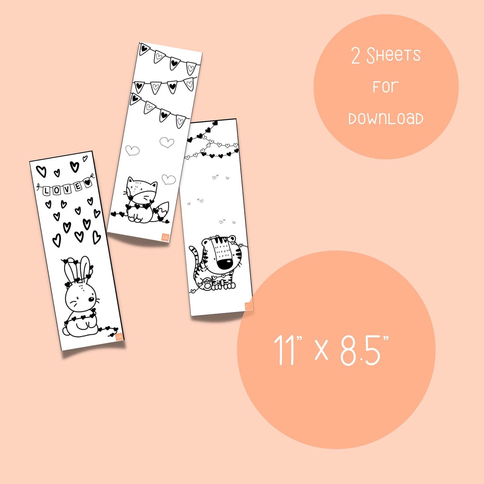 Valentines Day Coloring Bookmarks Printable Valentine's Day Coloring ...