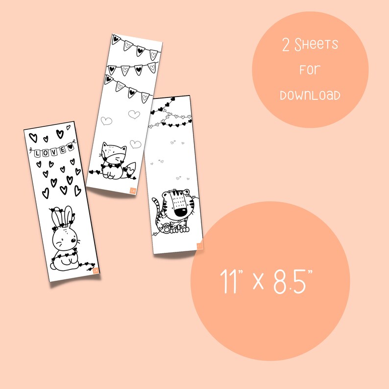 Valentines Day Coloring Bookmarks Printable Valentine's Day Coloring ...