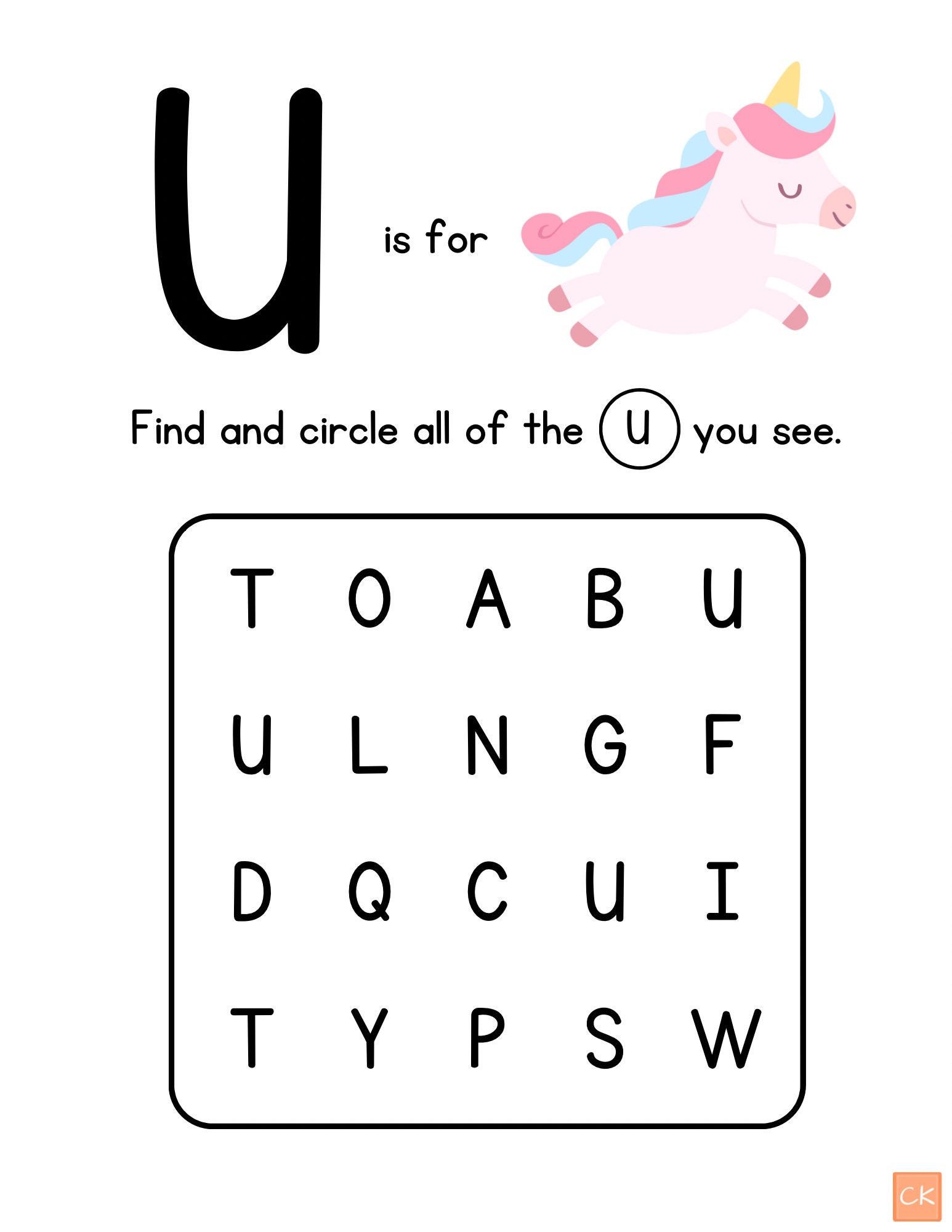 Letter U Activity Printable Preschool Printable Kindergarten Printable ...