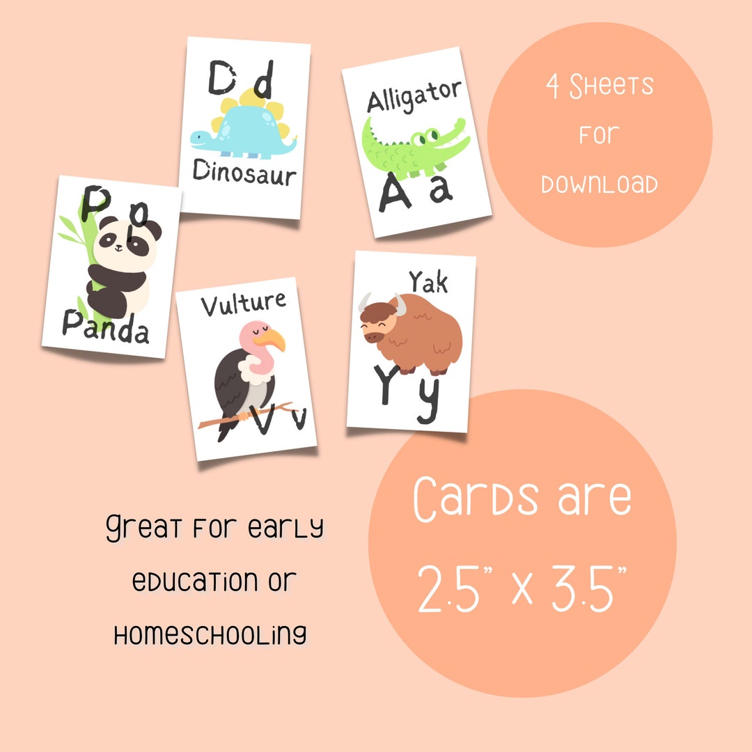 Animal Alphabet Flashcards: Preschool Learning (PDF Printable) - Etsy