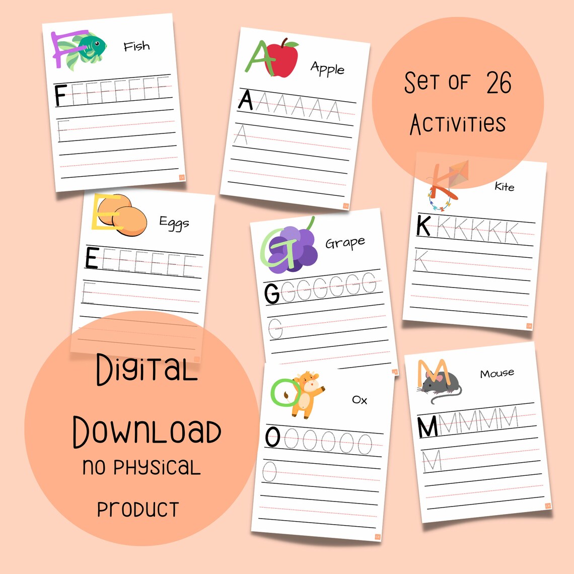 Uppercase Alphabet Trace Activity: Preschool Kindergarten Printable ...