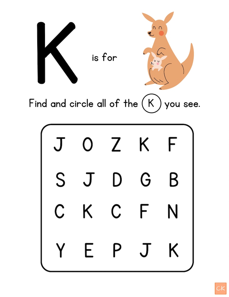 Letter K Activity Printable Preschool Printable Kindergarten Printable ...