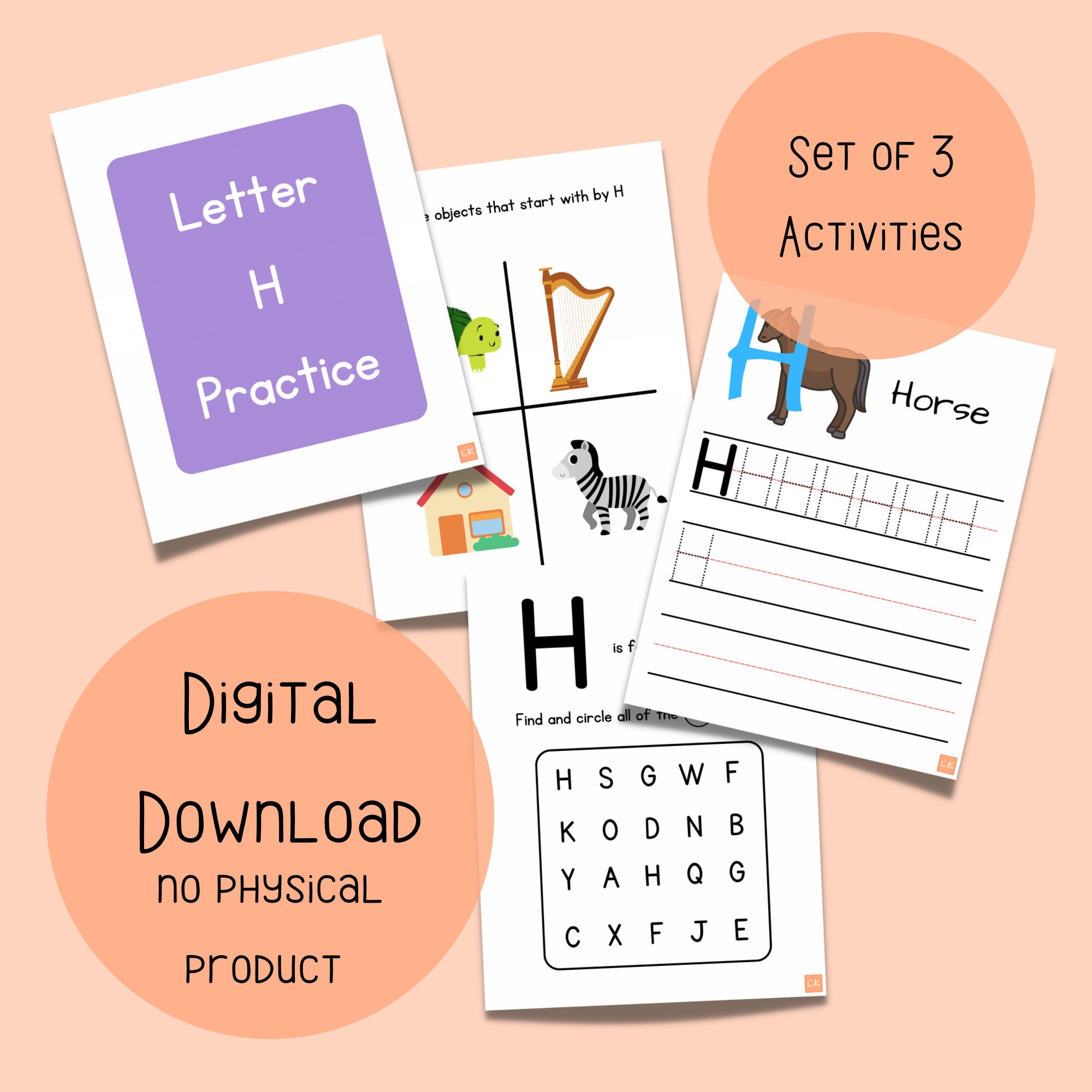 Letter H Activity Printable Preschool Printable Kindergarten Printable ...