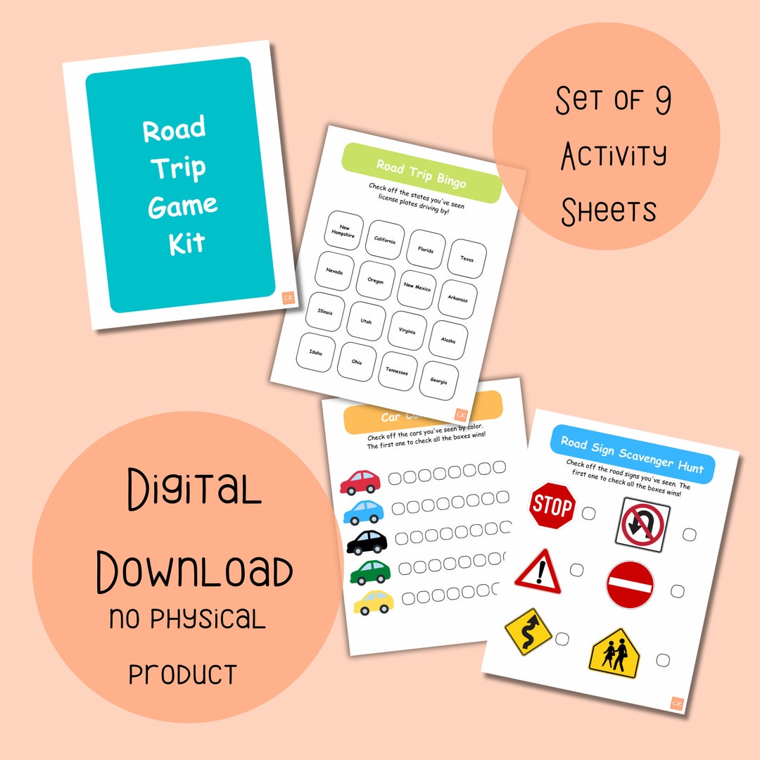 Road Trip Activity Printable - Car Activity Printable - Kids Game Kit ...